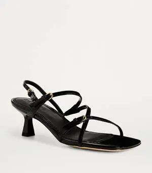 Sandro Leather Heeled Sandals With Gold-tone Hardware - Black