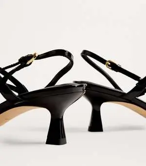 Sandro Leather Heeled Sandals With Gold-tone Hardware - Black