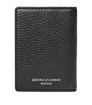 ASPINAL OF LONDON Leather Folded Card Holder - Black