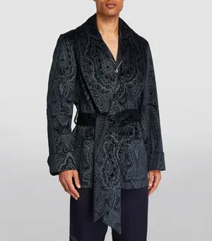 DANIEL HANSON Silk-lined Paisley Smoking Jacket