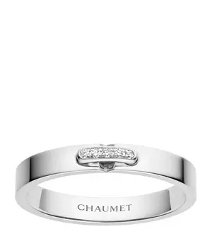 CHAUMET Platinum And Diamond Liens Évidence Wedding Ring - Silver