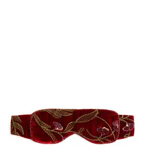 DANIEL HANSON Silk Embroidered Sleep Mask - Red