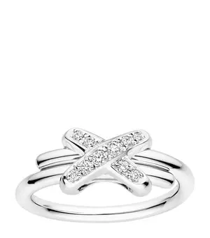 CHAUMET 18 Karat White Gold And Diamond Jeux De Liens Ring - Silver