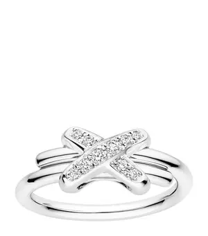 CHAUMET 18 Karat White Gold And Diamond Jeux De Liens Ring - Silver