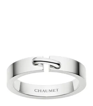 CHAUMET White Gold Liens Évidence Band Ring - Silver