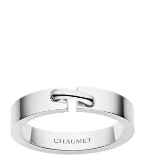 CHAUMET White Gold Liens Évidence Band Ring - Silver