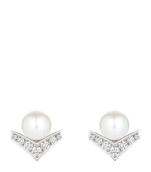 CHAUMET Joséphine Aigrette Diamond And Pearl Earrings - Silver