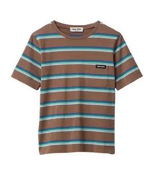 Miu Miu Cotton Striped T-shirt - Brown