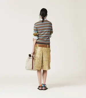 Miu Miu Cotton Striped T-shirt - Brown