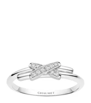 CHAUMET White Gold And Diamond Link Ring - Silver