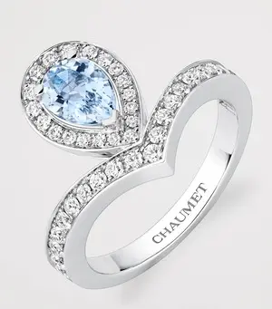 CHAUMET 18kt White Gold Aquamarine And Diamond Ring - Silver