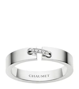 CHAUMET 18 Karat White Gold And Diamond Liens Évidence Wedding Band - Silver