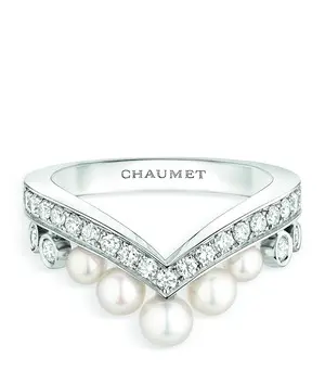 CHAUMET White Gold, Diamond And Pearl Joséphine Aigrette Ring - Silver