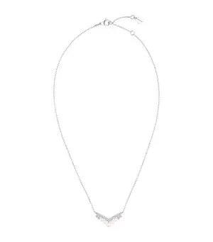 CHAUMET White Gold Diamond And Pearl Joséphine Aigrette Pendant Necklace - Silver