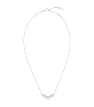 CHAUMET White Gold Diamond And Pearl Joséphine Aigrette Pendant Necklace - Silver