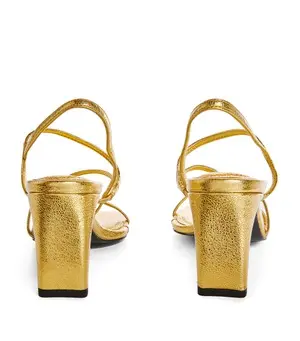 Sandro Metallic Faye High Heel Sandals - Beige