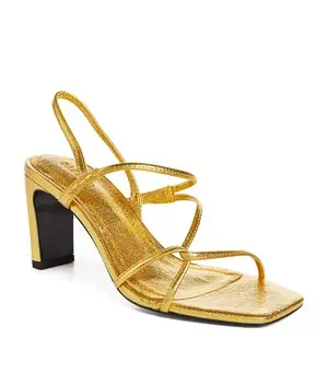 Sandro Metallic Faye High Heel Sandals - Beige