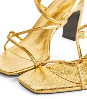 Sandro Metallic Faye High Heel Sandals - Beige