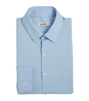 Sandro Cotton-blend Point-collar Shirt - Blue
