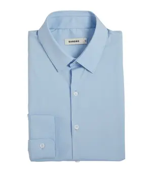 Sandro Cotton-blend Point-collar Shirt - Blue