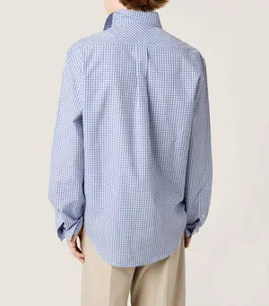 Miu Miu Embroidered Logo Check Shirt - Blue