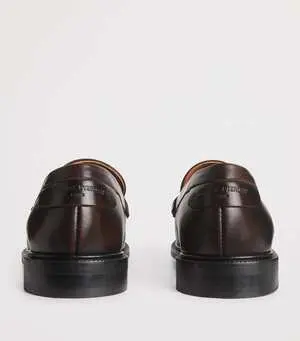 Claudie Pierlot Leather Loafers With Gold Tone Button