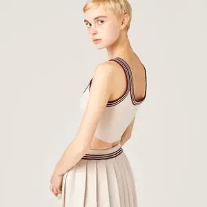 Miu Miu Cashmere Logo Cropped Top