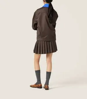 Miu Miu Wool Pinstripe Pleated Mini Skirt - Brown