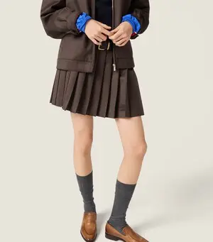 Miu Miu Wool Pinstripe Pleated Mini Skirt - Brown