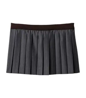 Miu Miu Wool Pinstripe Pleated Mini Skirt - Grey