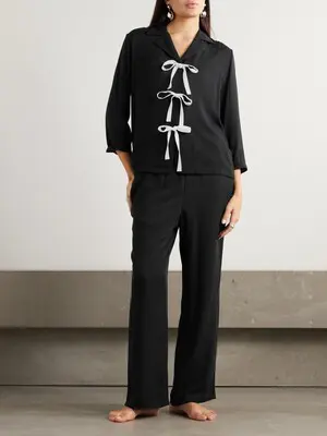 Sleeper Party Feather-trimmed Twill Pajama Set