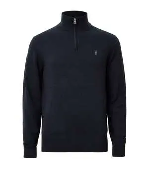 ALLSAINTS Kilburn Quarter-zip Wool-blend Sweater - Blue