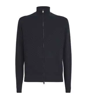 Brioni Cotton-silk-cashmere Zipped Sweater - Blue