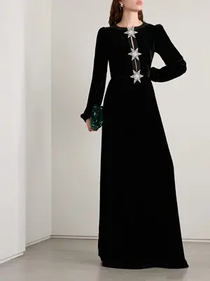 Saloni Camille Embellished Velvet Gown
