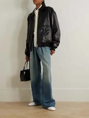 THE FRANKIE SHOP Viper Oversized Leather Bomber Jacket