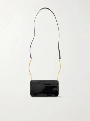 Saint Laurent Cassandre Strap Patent-leather Phone Case - Black