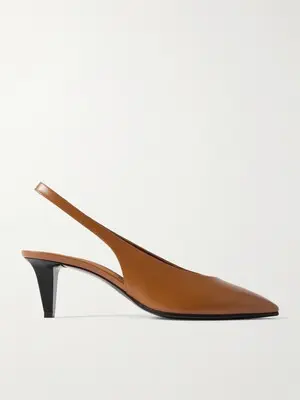 Loro Piana Rebecca Leather Slingback Pumps - Brown