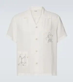 BODE Skiers Linen Bowling Shirt - White