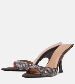 Attico Ester 95 Embellished Satin Mules Dark