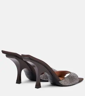 Attico Ester 95 Embellished Satin Mules Dark
