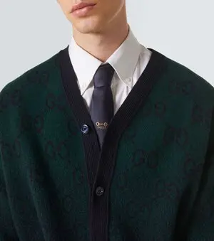 Gucci Horsebit Silk Jacquard Neck Tie - Blue