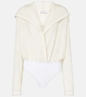 Alaïa Hooded Wool-blend Bodysuit