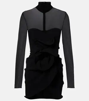 Magda Butrym Gathered Sheer Wool-blend Minidress