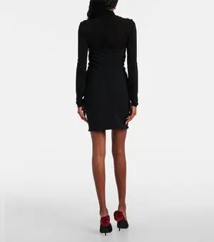Magda Butrym Gathered Sheer Wool-blend Minidress