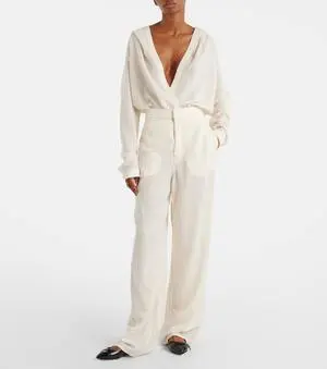 Alaïa High-rise Wool-blend Wide-leg Trousers