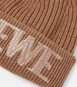 Loewe Logo Ribbed-knit Wool-blend Beanie - Brown