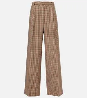Dries Van Noten Checked Wool Wide-leg Trousers