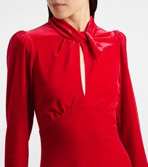 GANNI Velvet Jersey Midi Dress