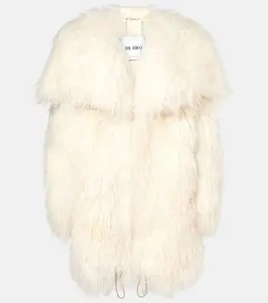 Attico Shearling Coat - Beige
