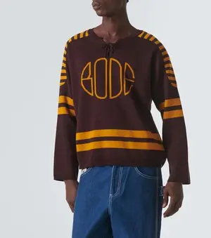 BODE Cotton Jacquard Sweater - Brown